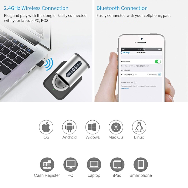 MJ-1930 Bluetooth Barcode Scanner with LCD Display - symcode111
