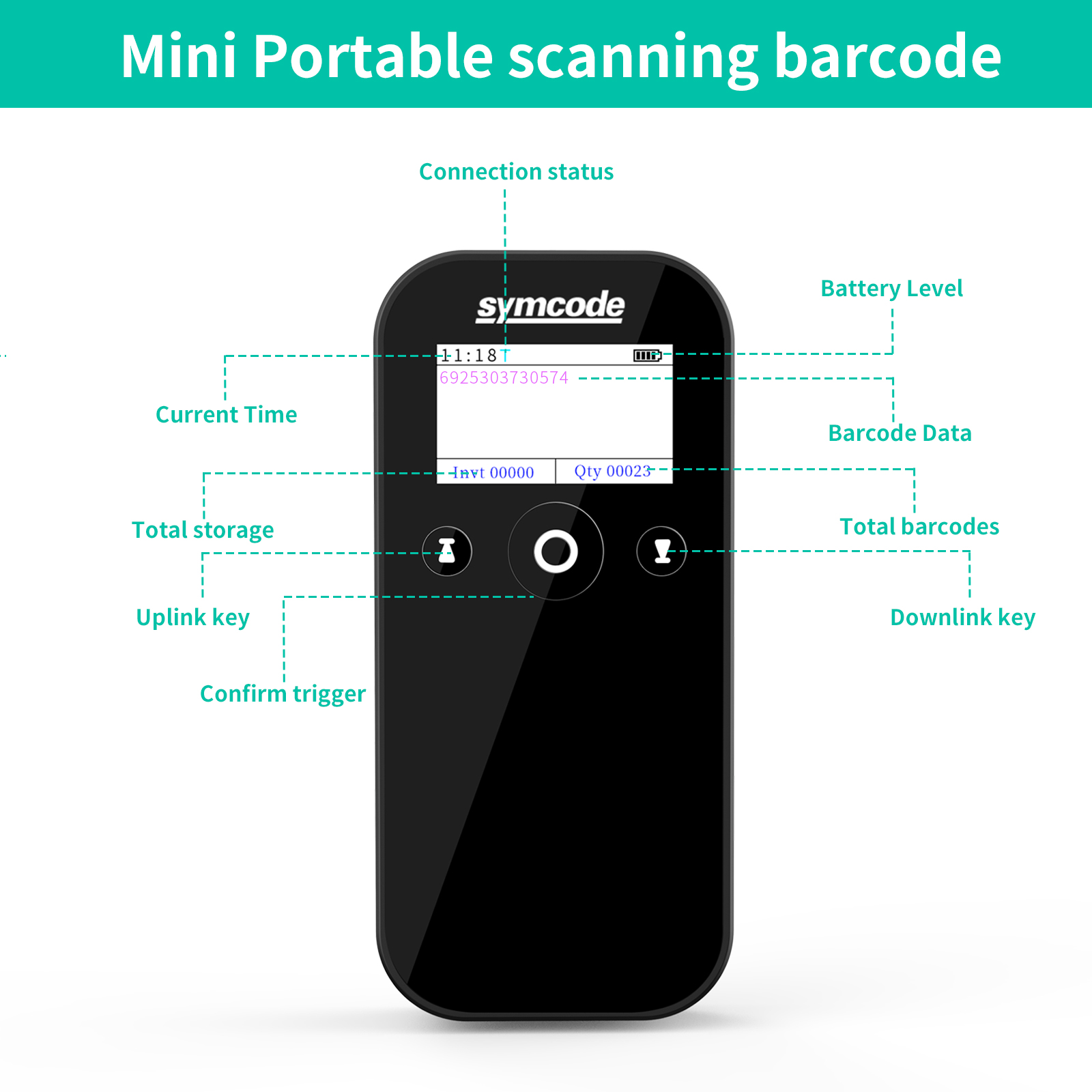 X4 Portable Bluetooth Barcode Scanner With TFT Color Screen - symcode111